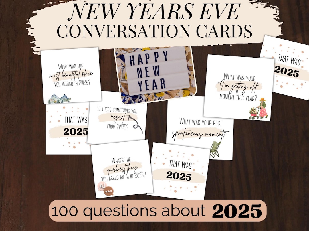 New Year's Eve Conversation Cards - 100 Printable Questions (PDF) - Etsy