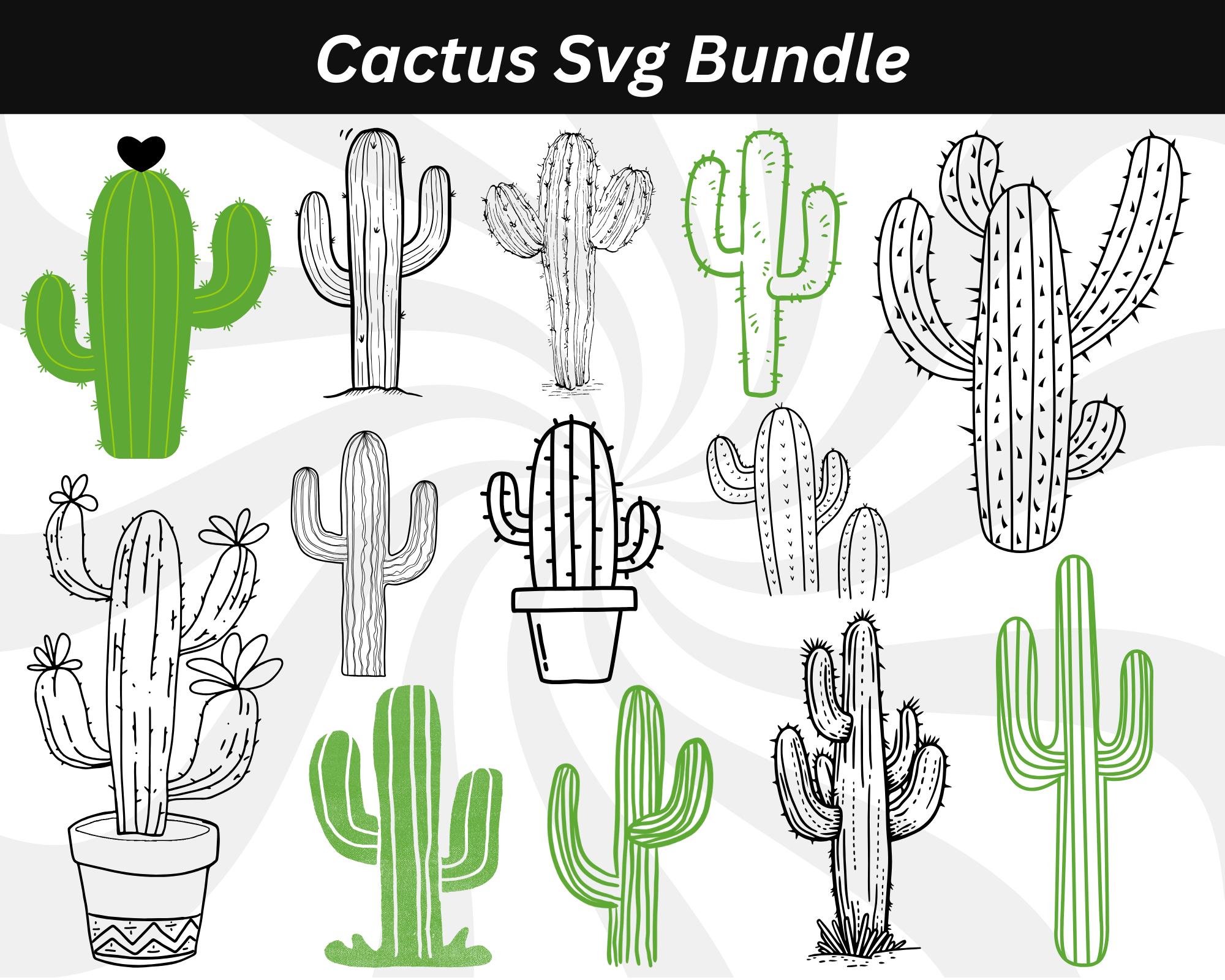 Cactus Svg Bundle, Cactus Silhouette, Cactus Clipart, Cactus Flower Svg ...