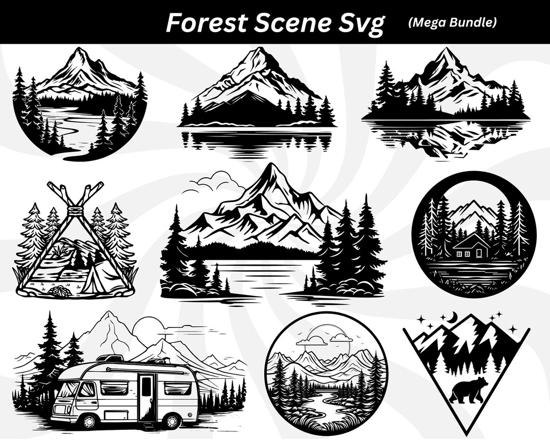 Forest Scene Svg, Forest Landscape Svg, Forest Svg, Landscape Svg ...