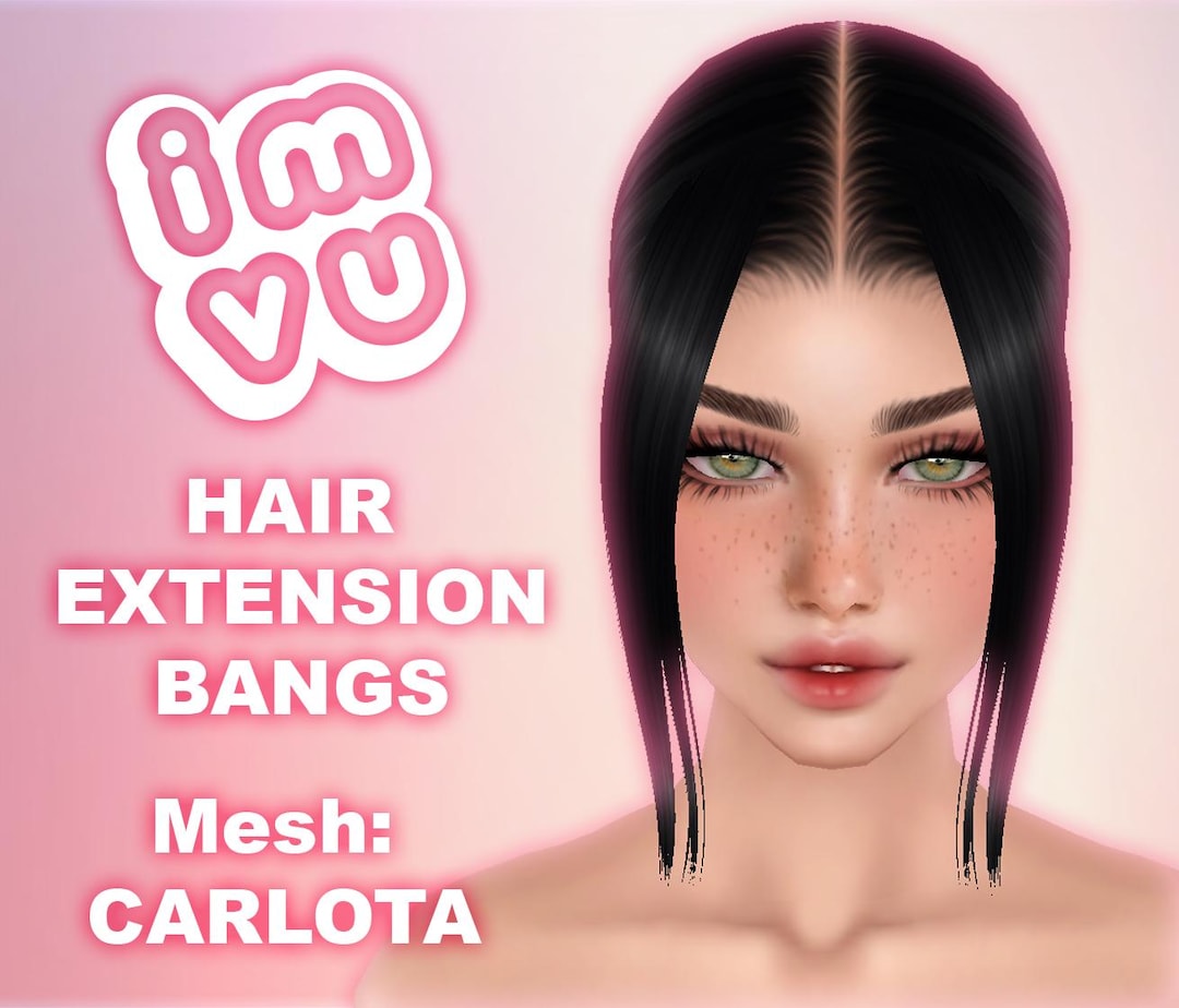 IMVU Extensions Bangs Add-on Hair Mesh .xmf File - for Any Imvu Hair! With Tutorial and Opacity ...