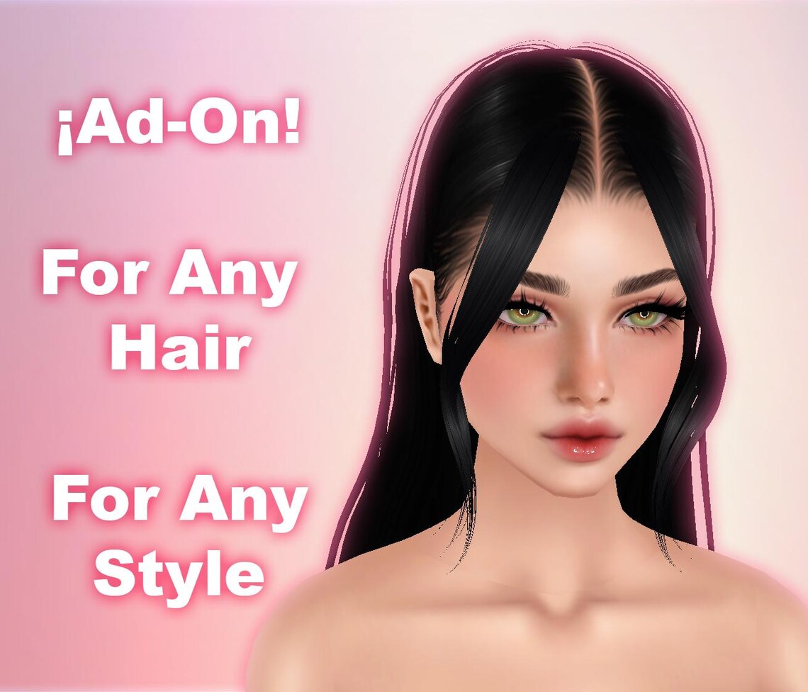 IMVU Extensions Bangs Add-On Hair Mesh .xmf File - For any imvu hair ...