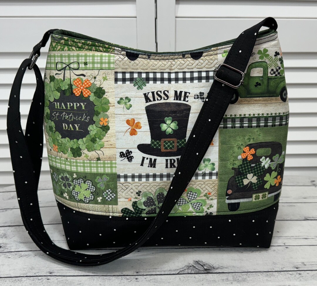St Patrick's Day Crossbody Bag Irish Shoulder Bag Four Leaf Clover Tote ...