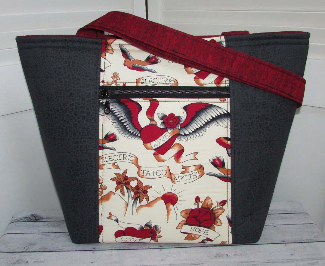 Tattoo Tote Bag Electric Tattoo Tote Bag Red and Black Shoulder Bag ...