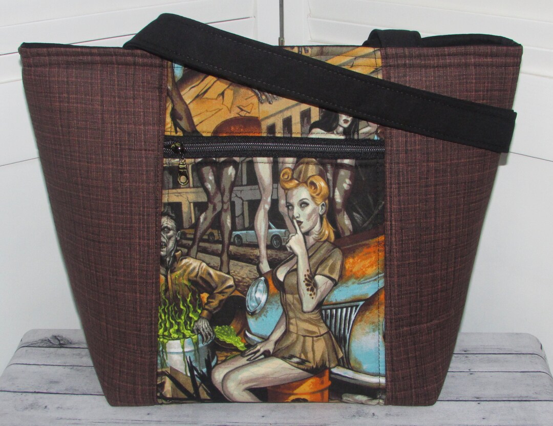Zombie Apocalypse Tote Bag Pandemic Pin up Girl Shoulder Bag - Etsy