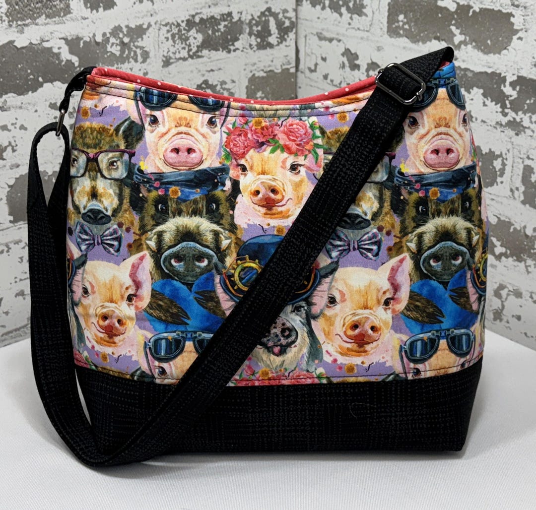 Pig Portraits Crossbody Bag Hog Heaven Shoulder Bag Pig Lovers Hobo Bag ...