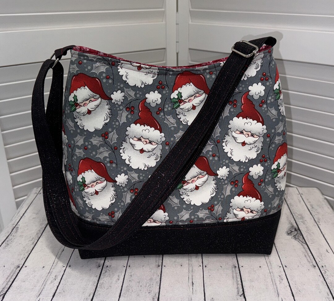 Santa Claus Crossbody Bag Winter Shoulder Bag Whimsical Santa Tote Bag ...