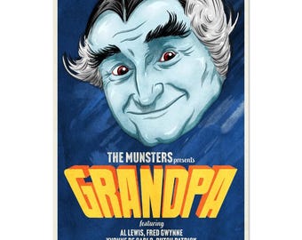 Art Print, Vampire Grandpa From the Munsters, Mini Poster, High Quality ...