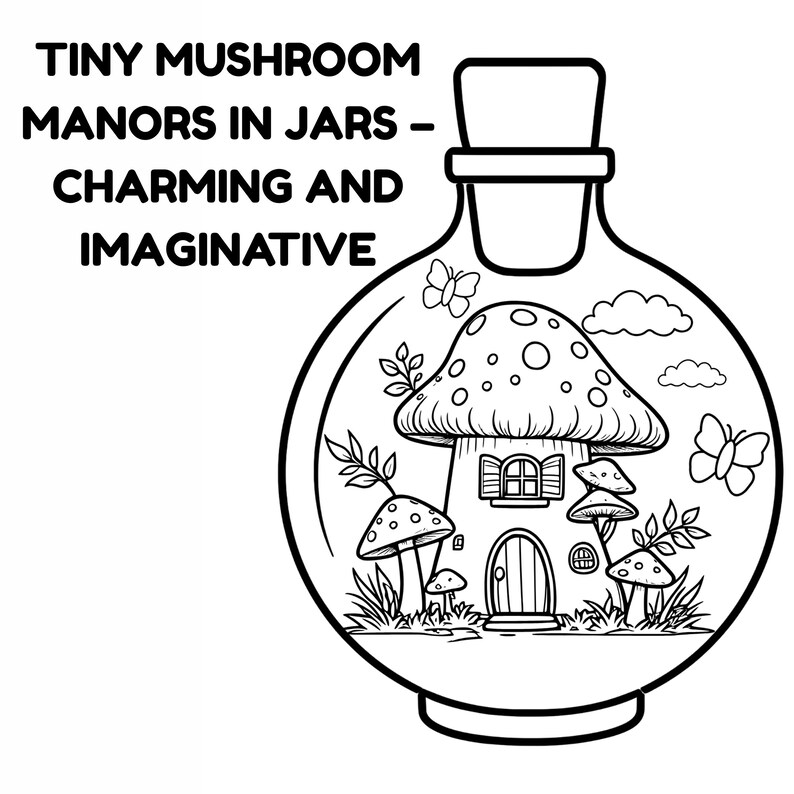 10 Mini Mushroom Manors Coloring Pages – 10 Whimsical Mushroom Houses ...
