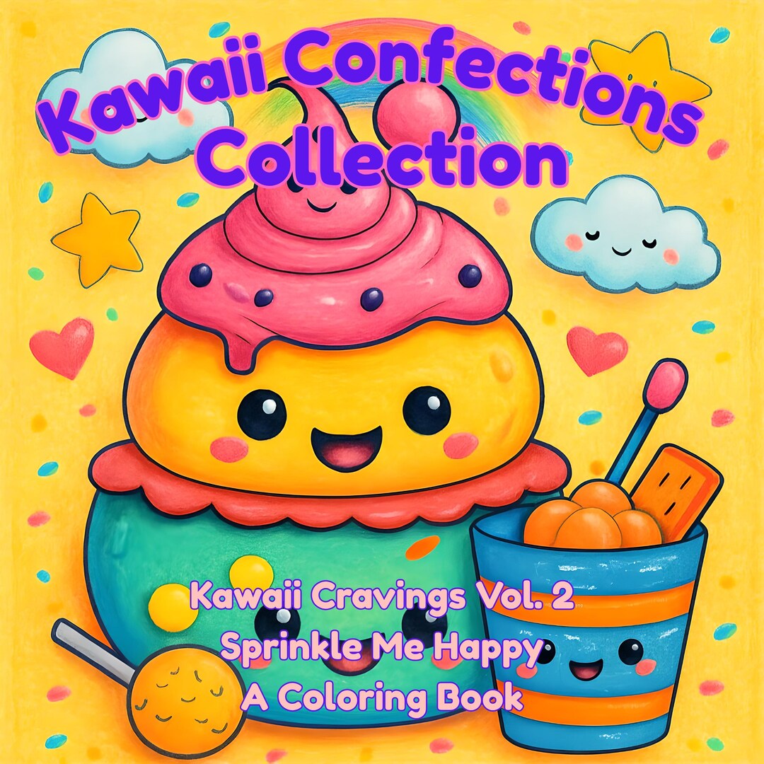 23 Kawaii Confections Vol. 2 Coloring Book | 23 Printable Dessert Pages ...
