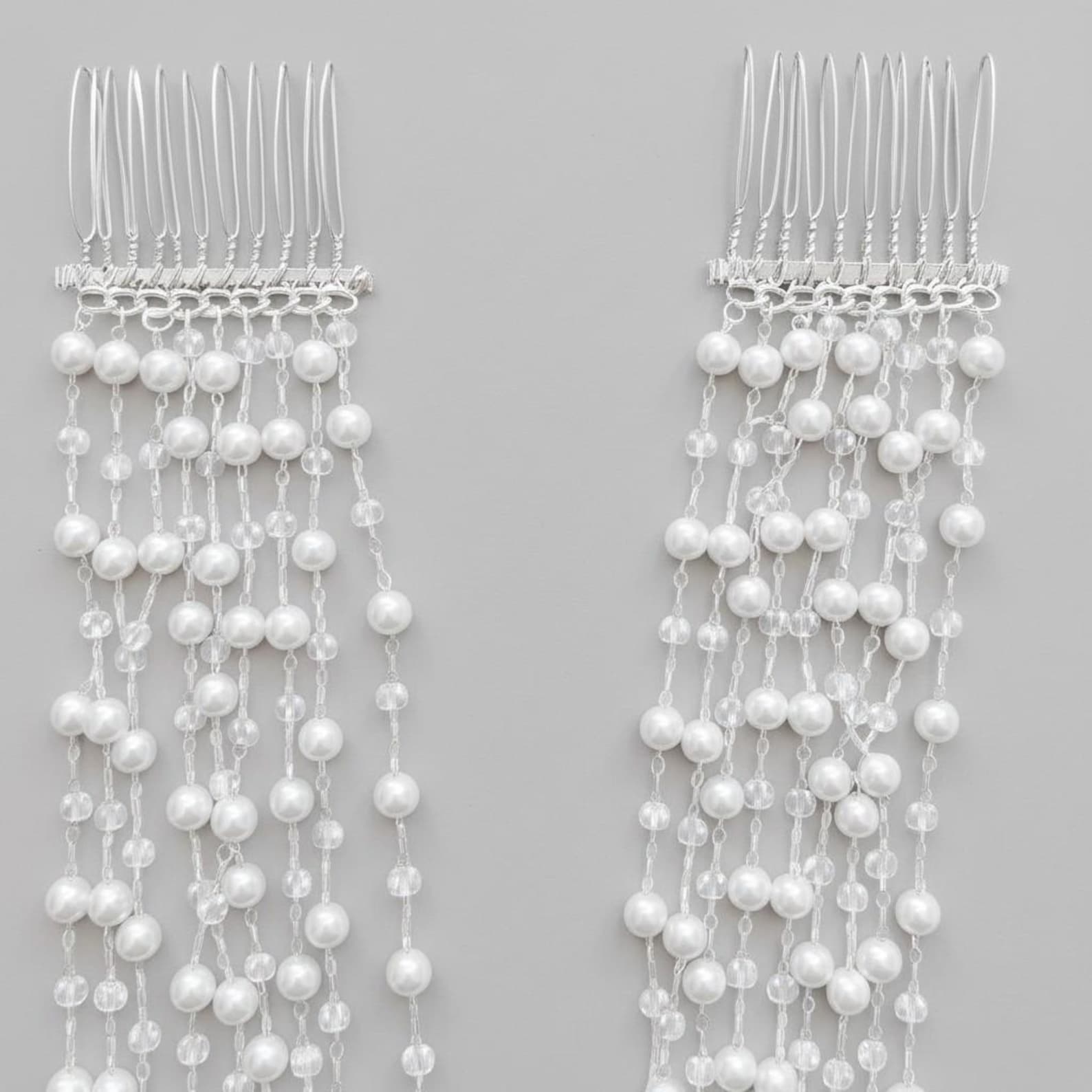Pearl Bridal Hair Drape – Back Headpiece With Dual Combs, Wedding Hair ...