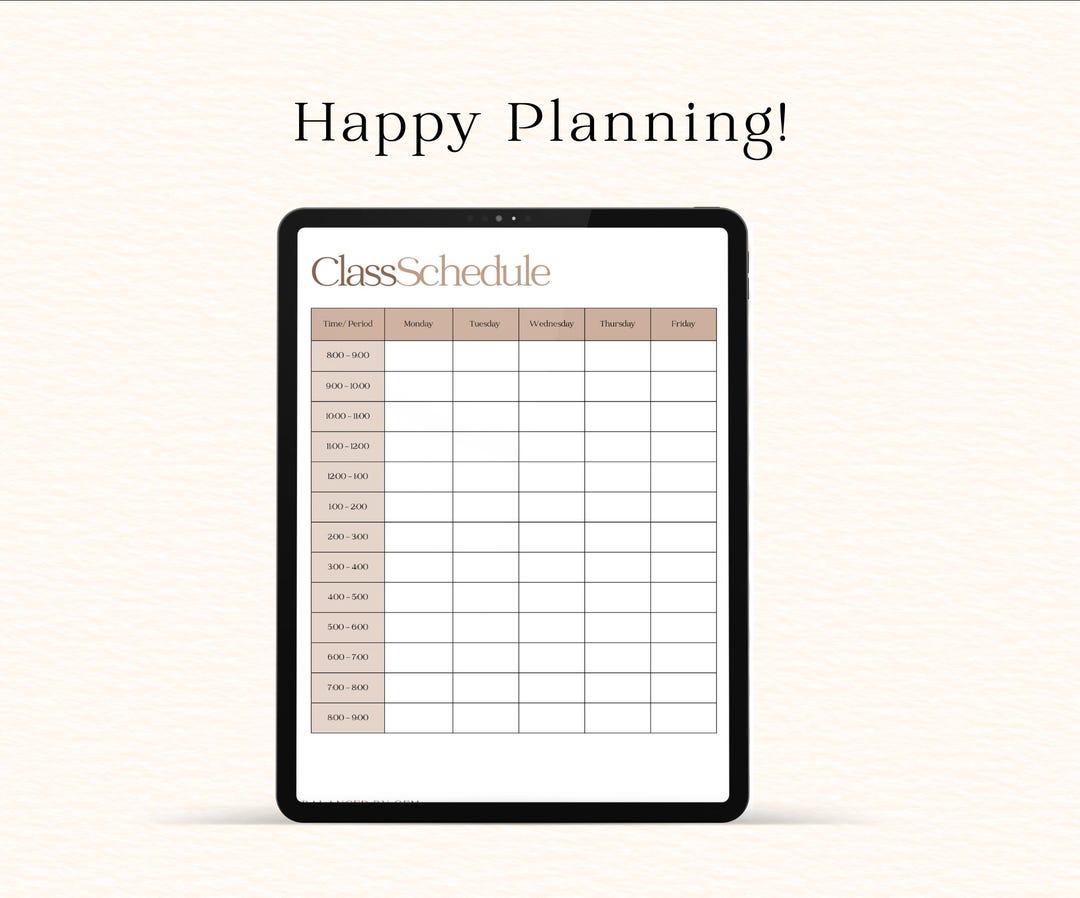 Class Schedule Template PDF - Downloadable, Printable, Ideal for ...