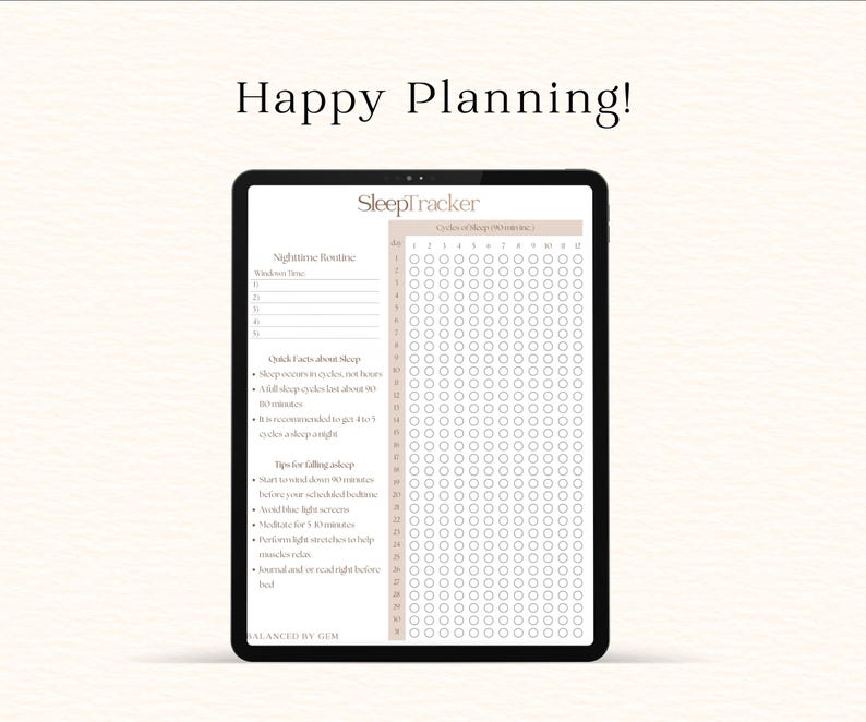 Sleep Tracker PDF - Printable, Downloadable, Goodnotes/notability ...