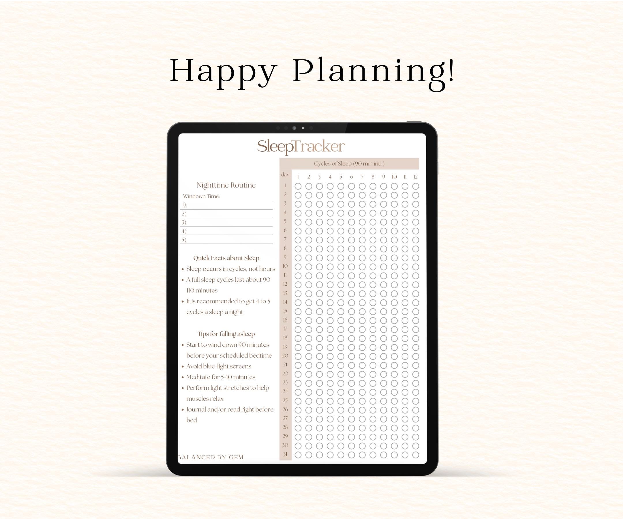 Sleep Tracker PDF - Printable, Downloadable, Goodnotes/notability ...