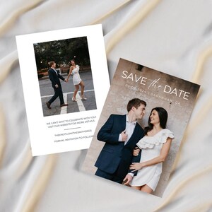 Minimalist Save the Date Canva Template, Double Sided Save the Date, DIY Printable Wedding Card ...