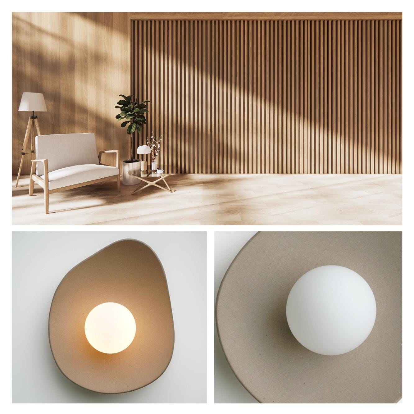 Handmade Beige Ceramic Wall Sconce, Stoneware Clay Wall Lamp Light - Etsy