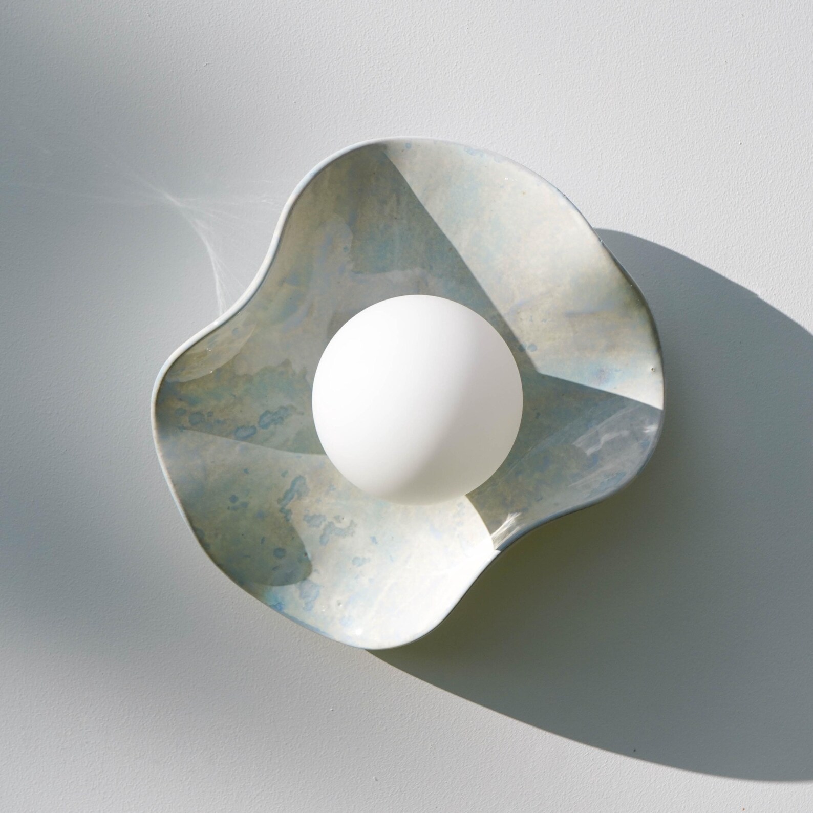 Blue and White Wavy Ceramic Sconce – Handmade Clay Wall Lamp - Etsy