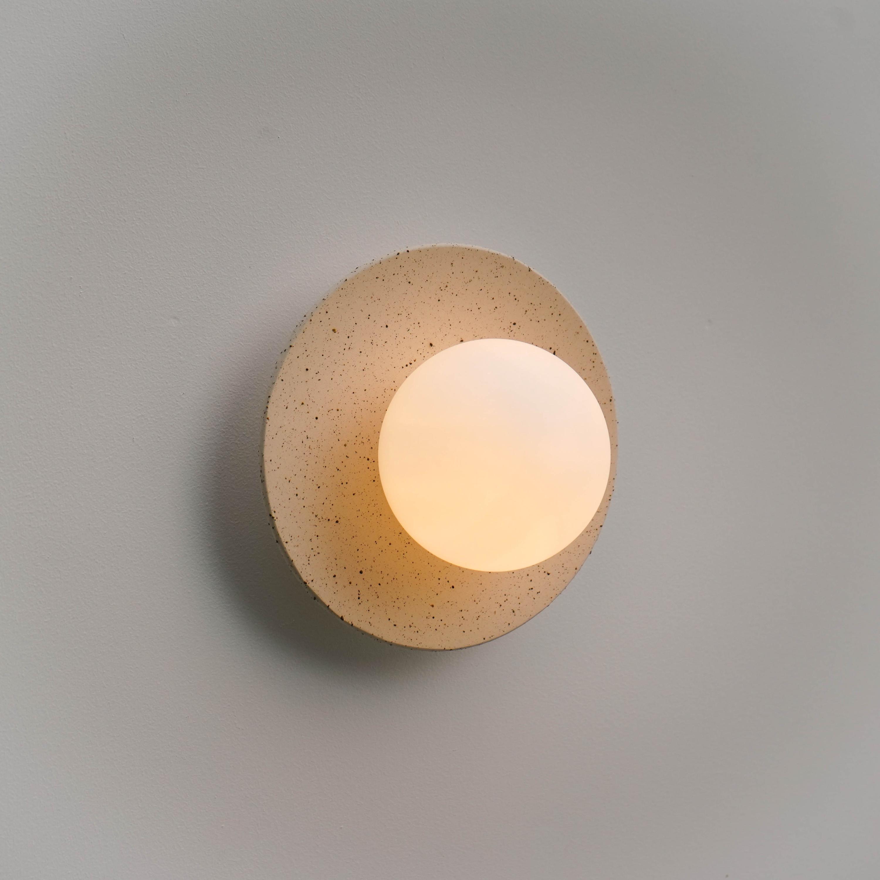 Handmade Ceramic Round Wall Sconce – Speckled White Clay Light for ...