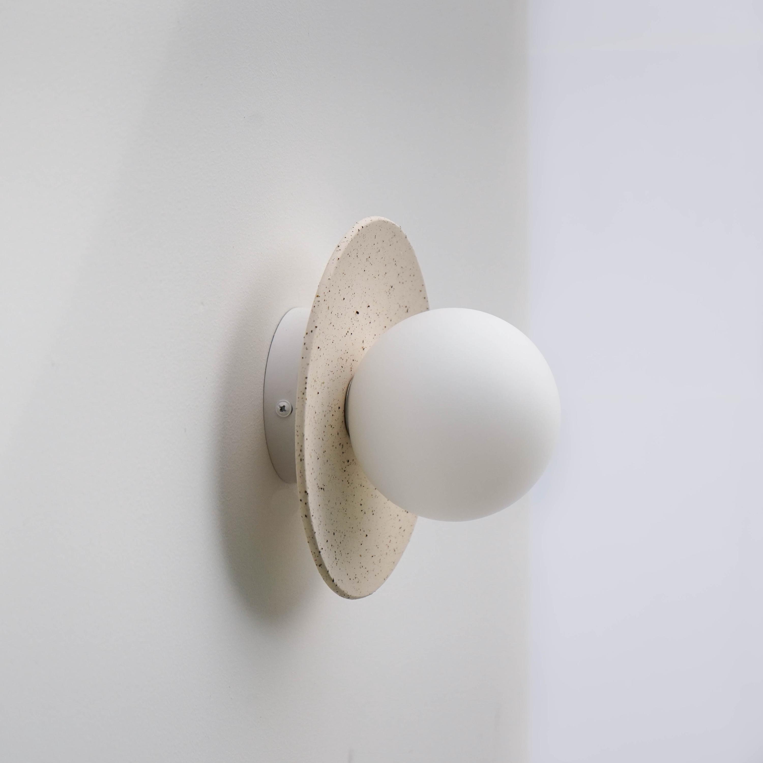 Handmade Ceramic Round Wall Sconce – Speckled White Clay Light for ...