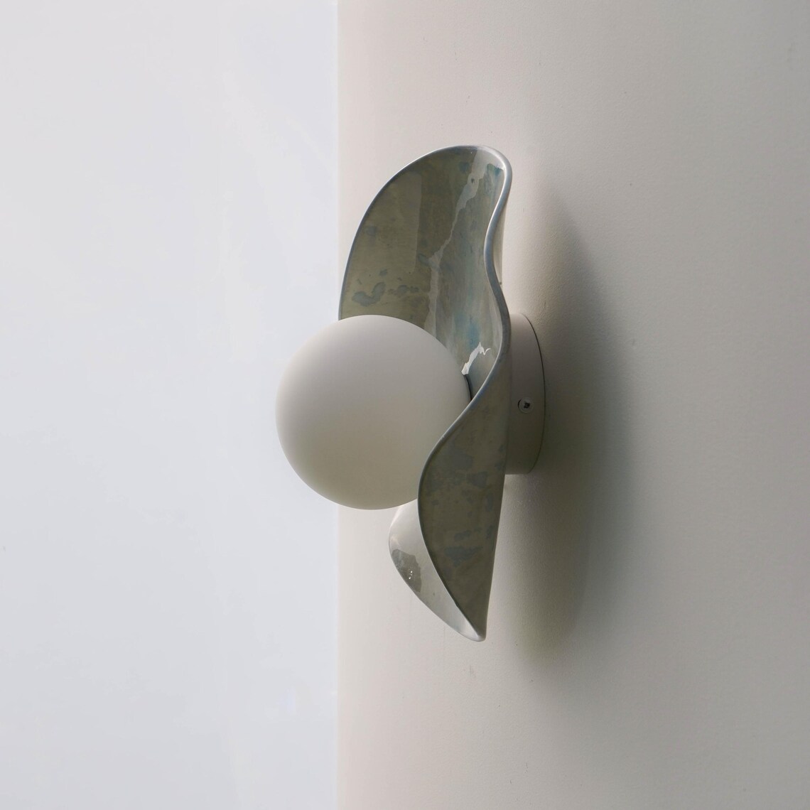 Blue and White Wavy Ceramic Sconce – Handmade Clay Wall Lamp - Etsy