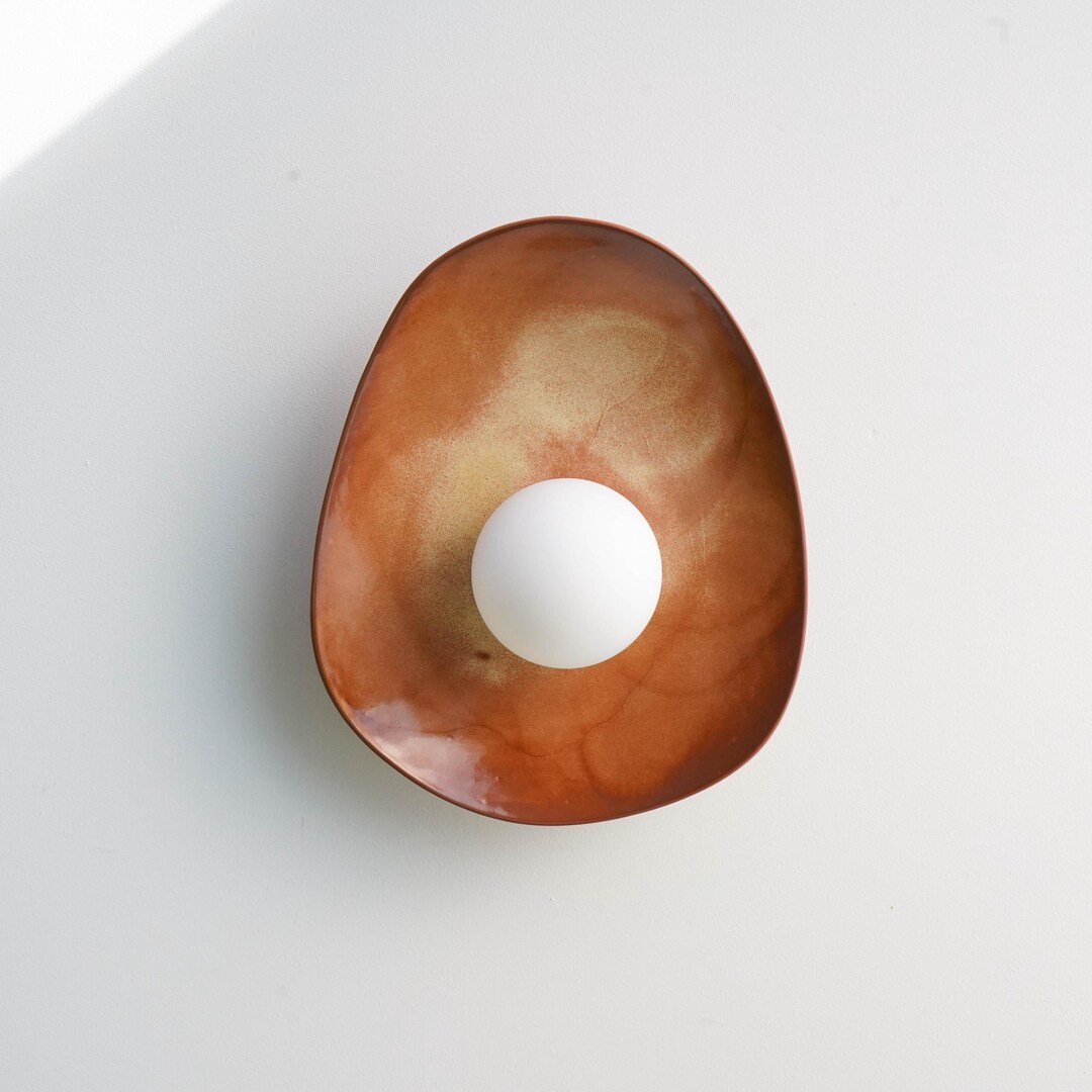 Handmade Warm Leather Brown Ceramic Sconce, Clay Wall Lamp - Etsy