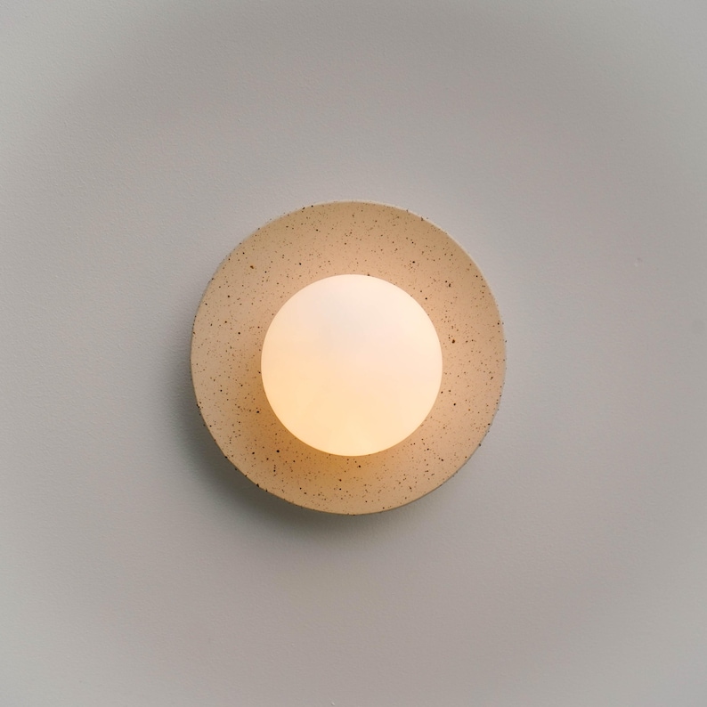Handmade Ceramic Round Wall Sconce – Speckled White Clay Light for ...