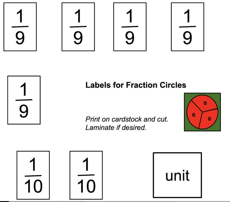 Montessori Fraction Circle Labels - Etsy