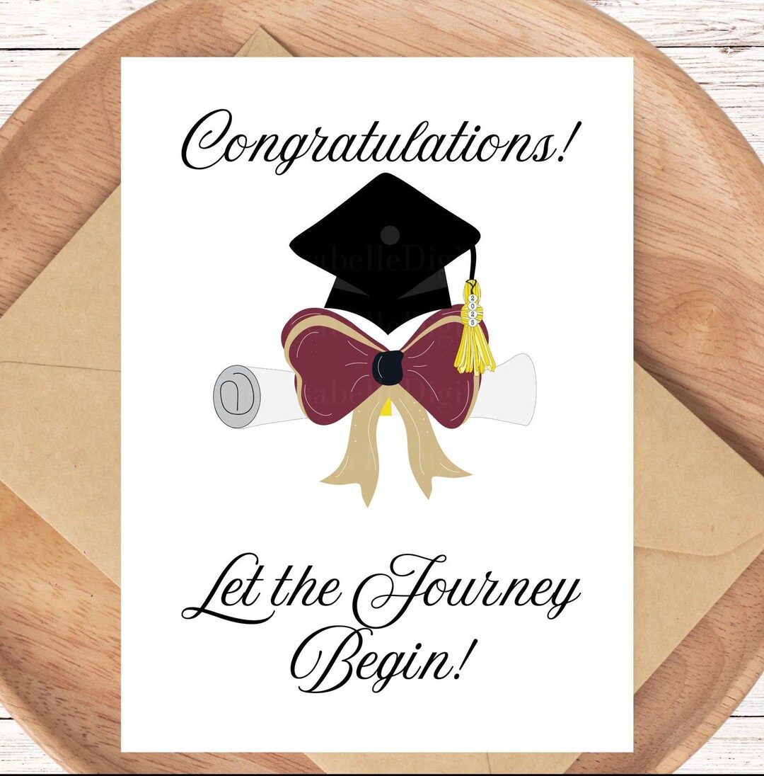 Congratulations Graduation Card: Burgundy Bow Design (digital Download ...