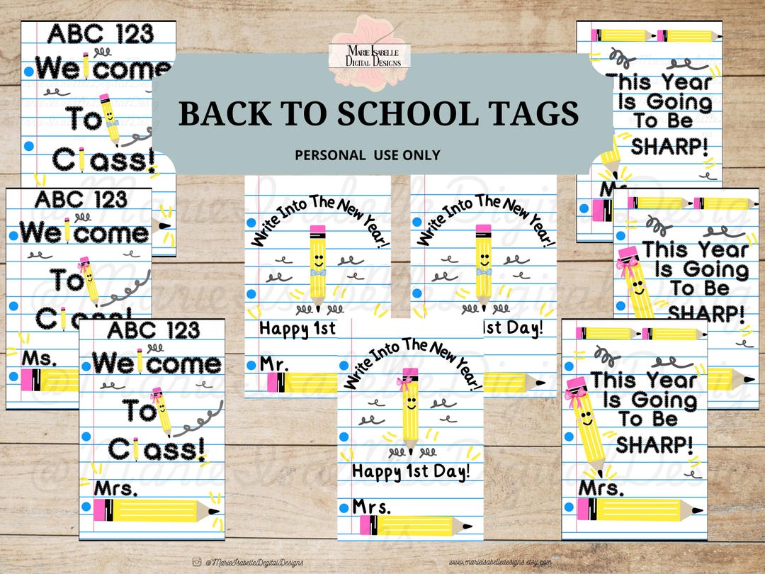 Pencil Theme Classroom Tags, Teacher Sign (digital Download) - Etsy