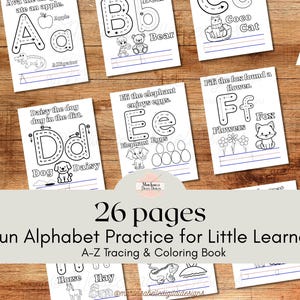 Alphabet Tracing Coloring Pages A-Z | 26 Printable PDF Sheets | Upper ...