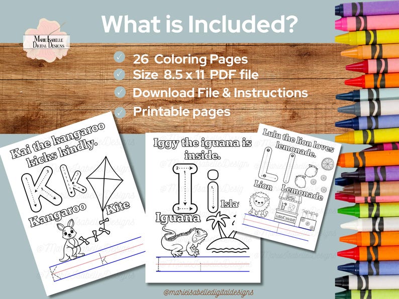 Alphabet Tracing Coloring Pages A-Z | 26 Printable PDF Sheets | Upper ...