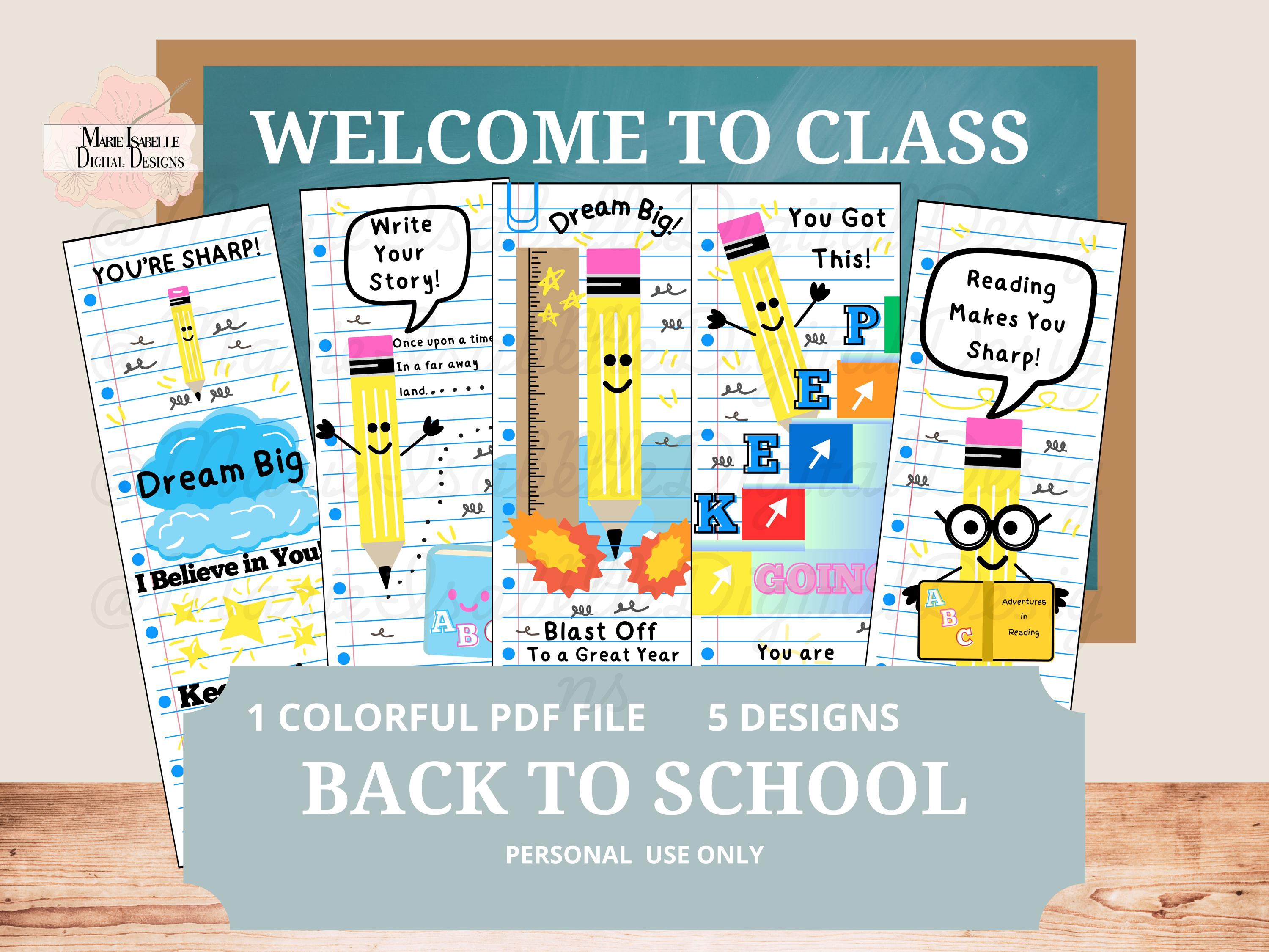 Printable Motivational Bookmarks for Students | 5 Pencil-themed Reading ...