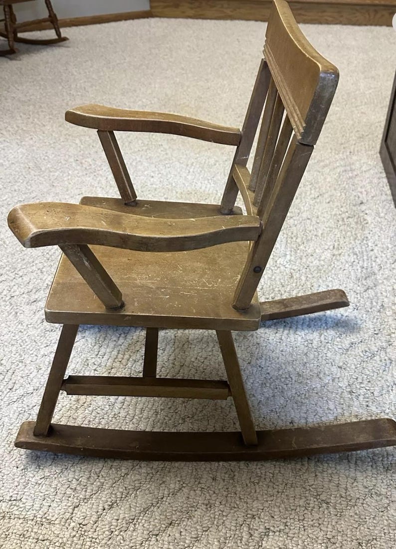 1930’s Rare Vintage Child Size Wooden Rocking Chair With Music Box ...