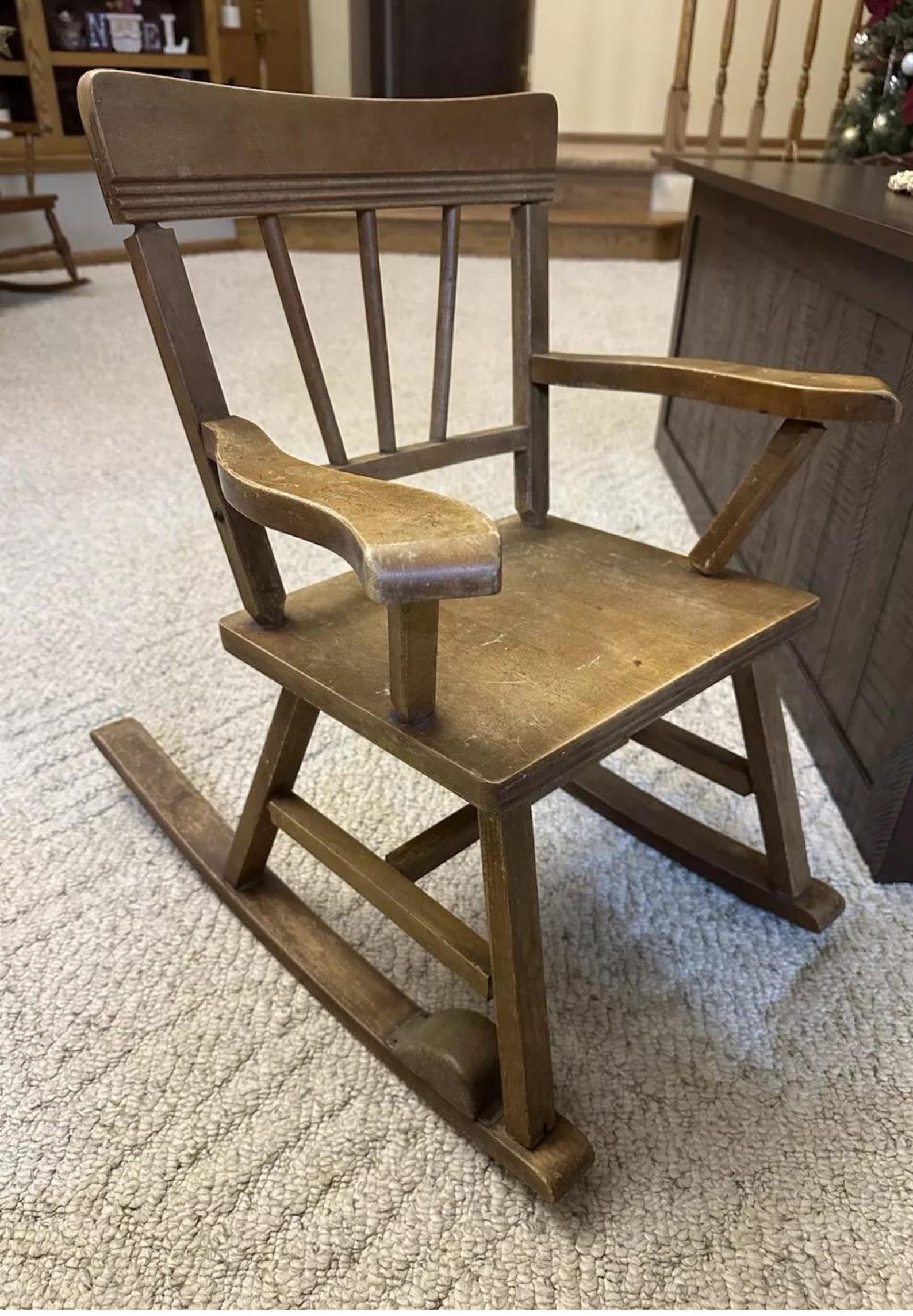 1930’s Rare Vintage Child Size Wooden Rocking Chair With Music Box ...