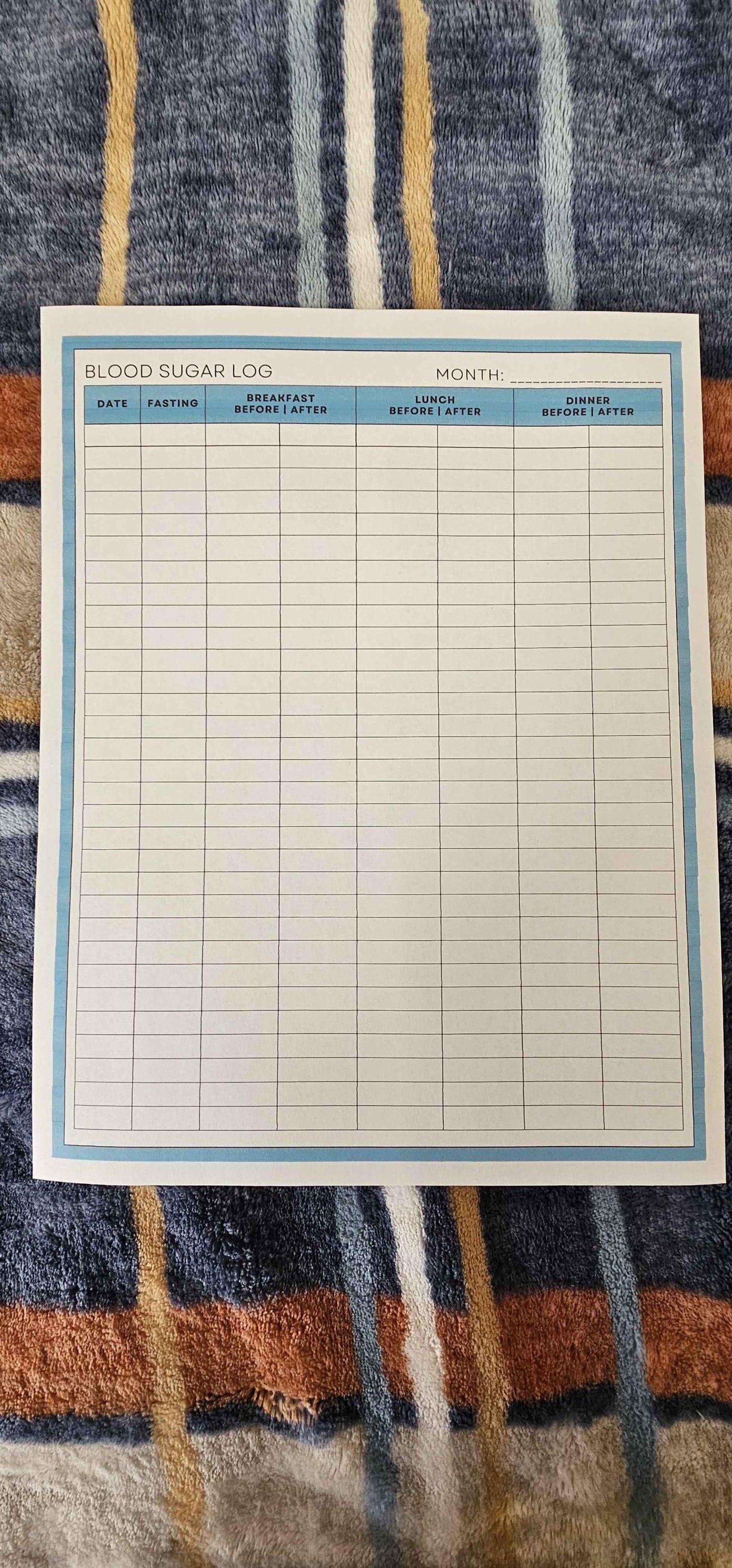 Simple Blood Sugar Tracker | Daily Glucose Log With Fasting, Pre/post ...