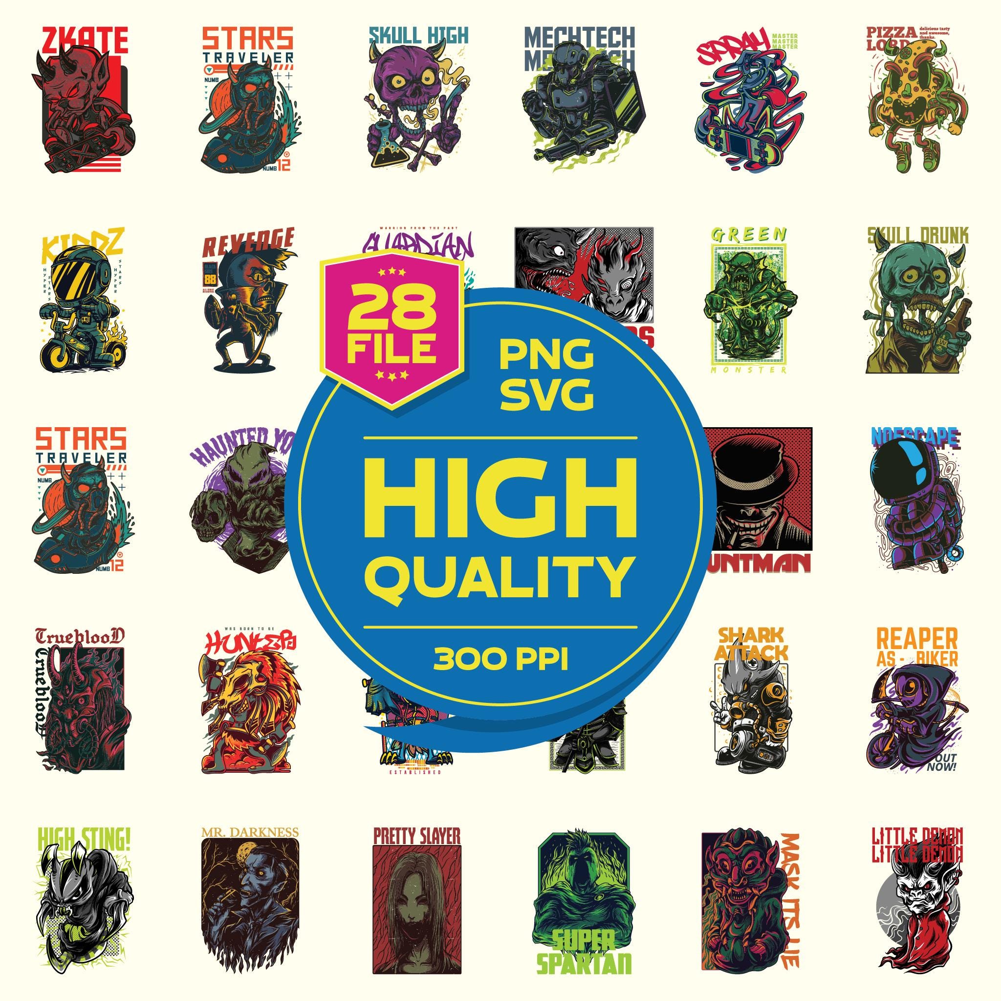 Mecha Skate SVG Digital Bundle Design, Vintage Retro Skull PNG ...