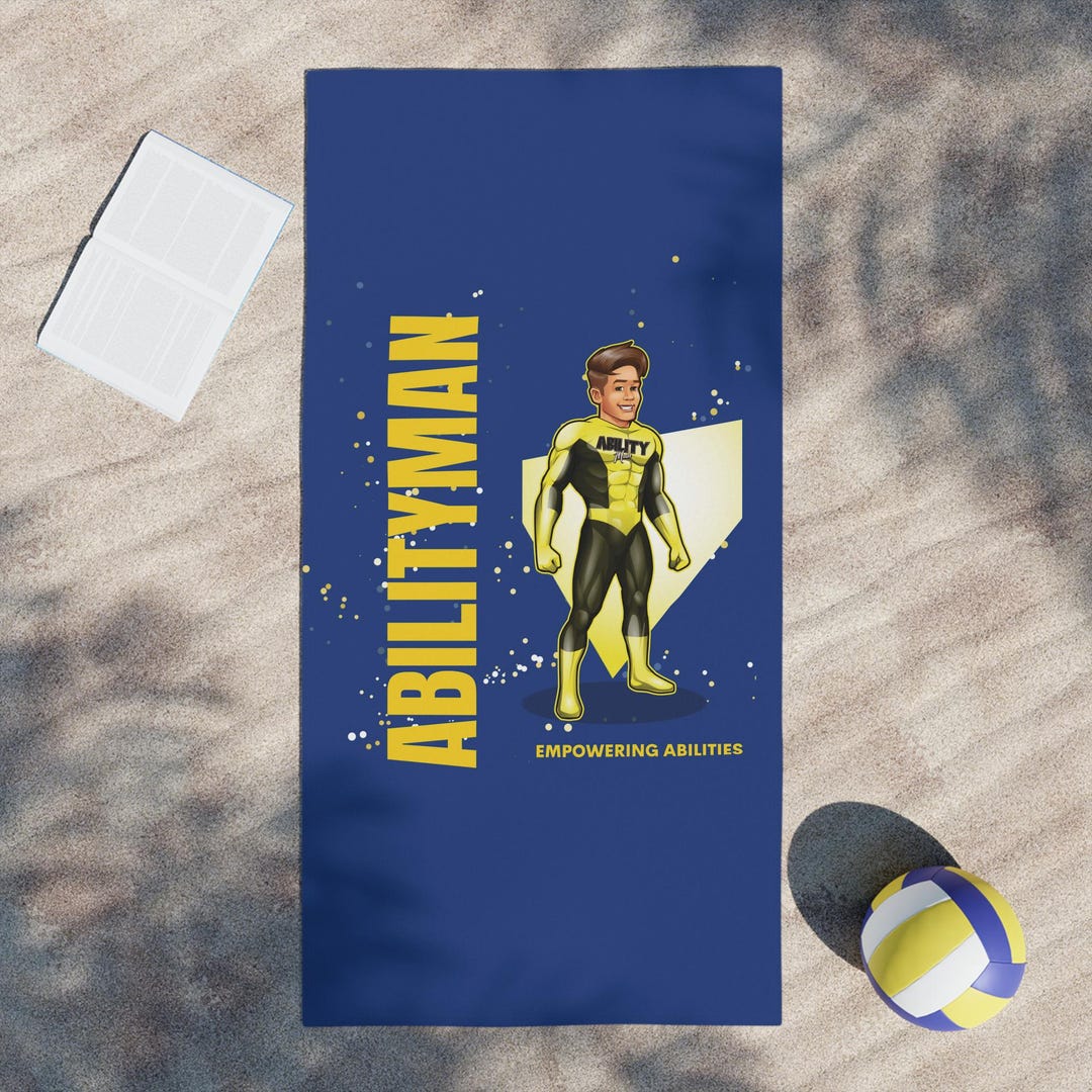 Ability Man Beach Towel Inclusive Superhero Design for Disability ...