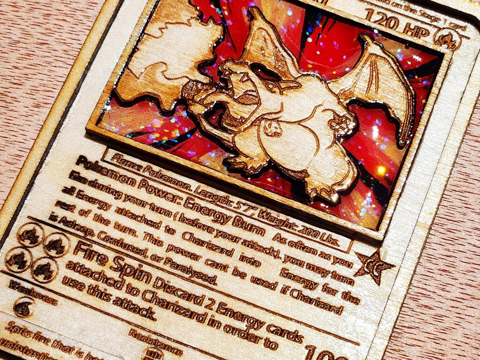 Laser Cut and Engraved Pokemon Card charizard - Etsy