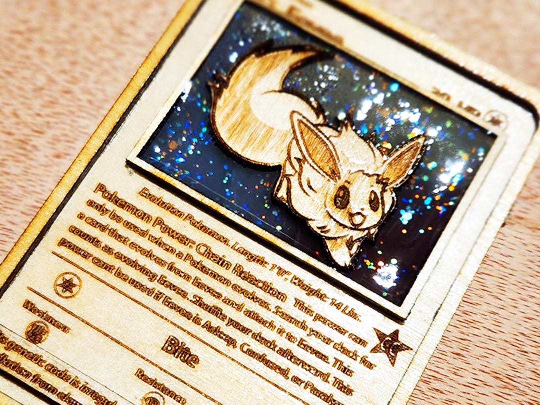 Laser Cut and Engraved Pokemon Card eevee - Etsy