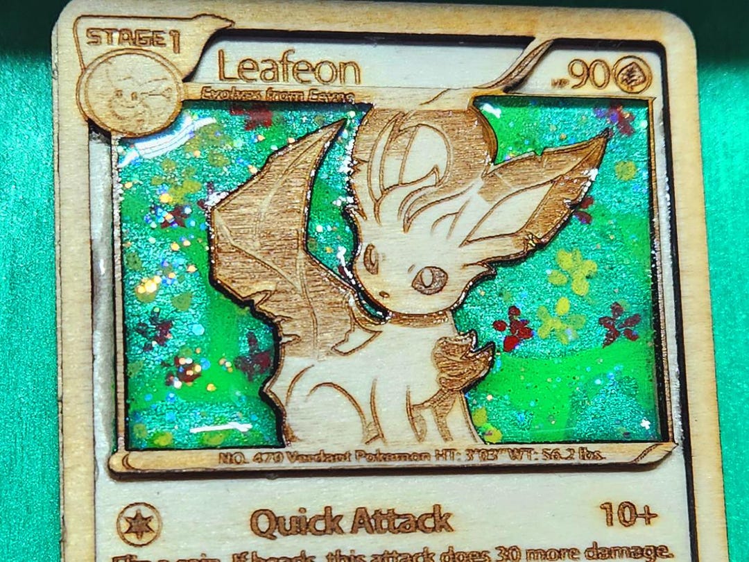Laser Cut and Engraved Pokemon Card leafeon - Etsy