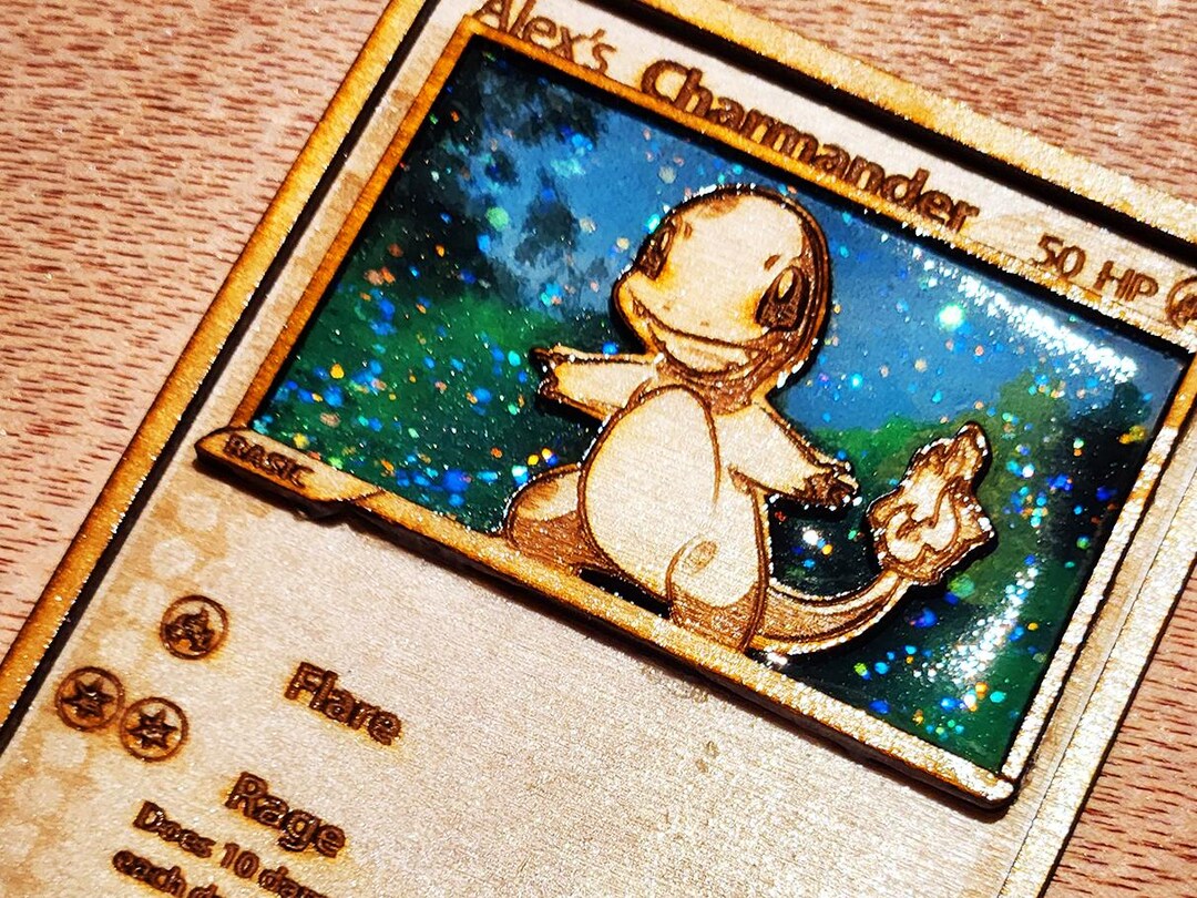 Laser Cut and Engraved Pokemon Card charmander - Etsy