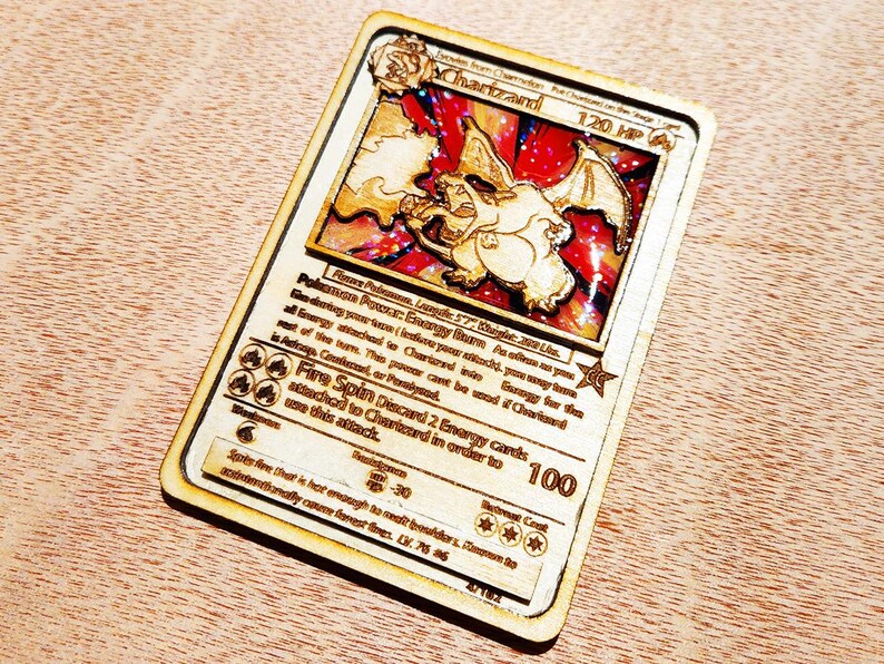 Laser Cut and Engraved Pokemon Card charizard - Etsy