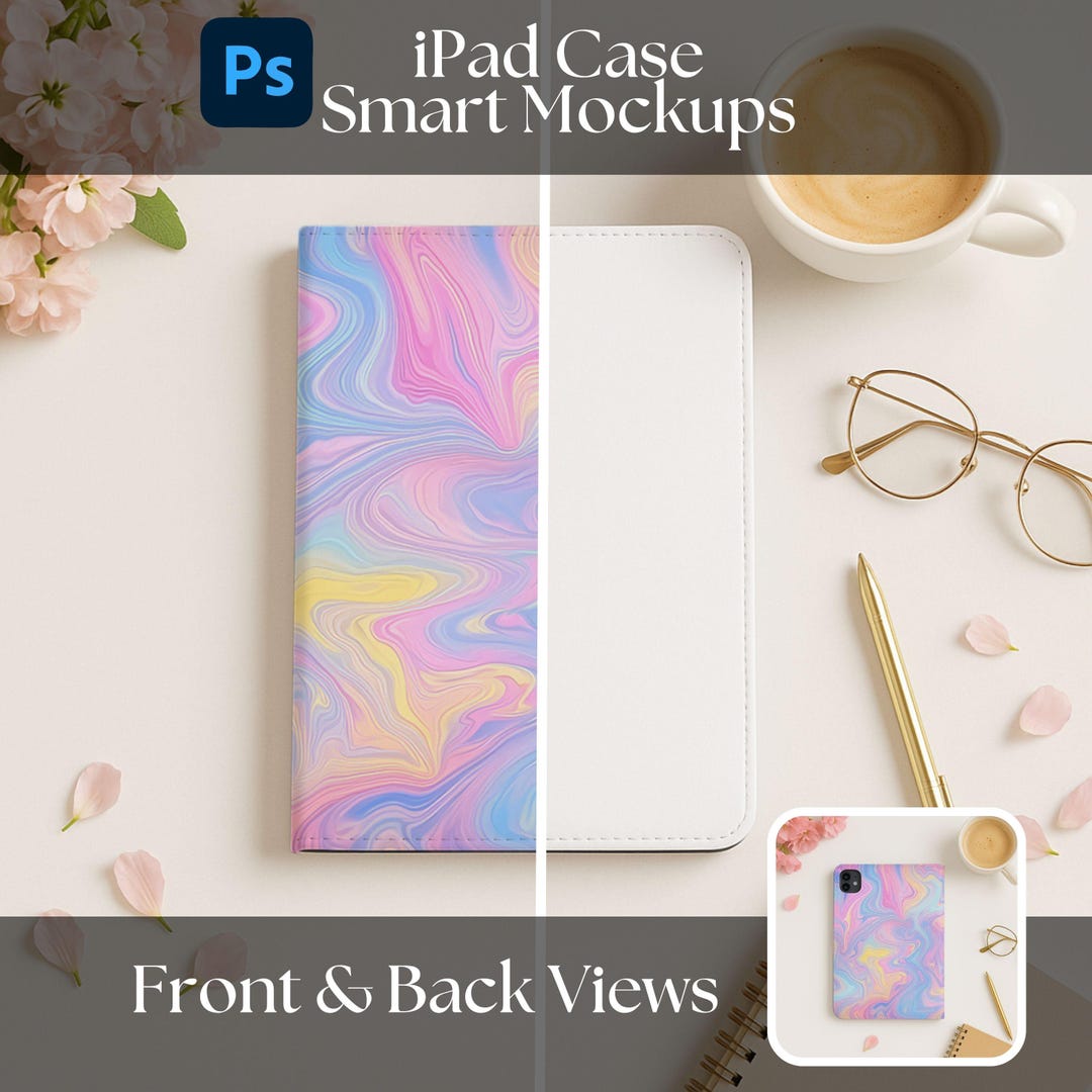 IPad Case Mockup, POD Tablet Folio Cover Case Smart Mock-up, iPad ...