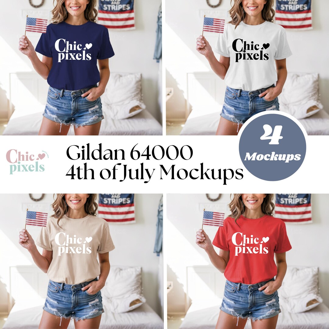 Gildan 64000 Tshirt Mockup Bundle 4th of July Mockup Bundle Patriotic ...