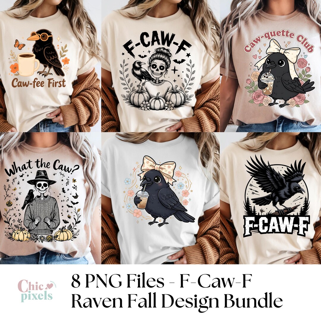 F-caw-f Fall PNG Bundle Fall Sublimation Shirt Design Bundle Digital ...