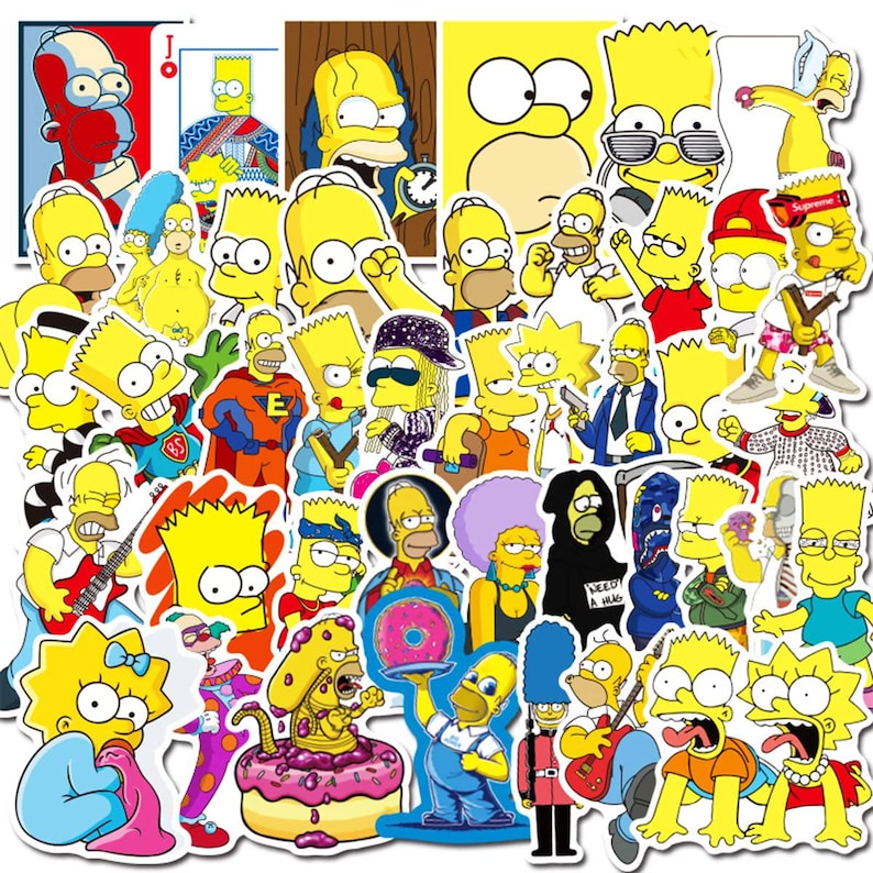 Simpsons Cartoon Vinyl Stickers: Laptop, Phone, Bike Decals - 24 Piece ...