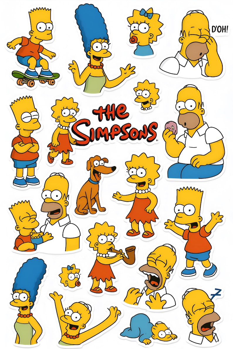 Simpsons Cartoon Vinyl Stickers: Laptop, Phone, Bike Decals - 24 Piece ...