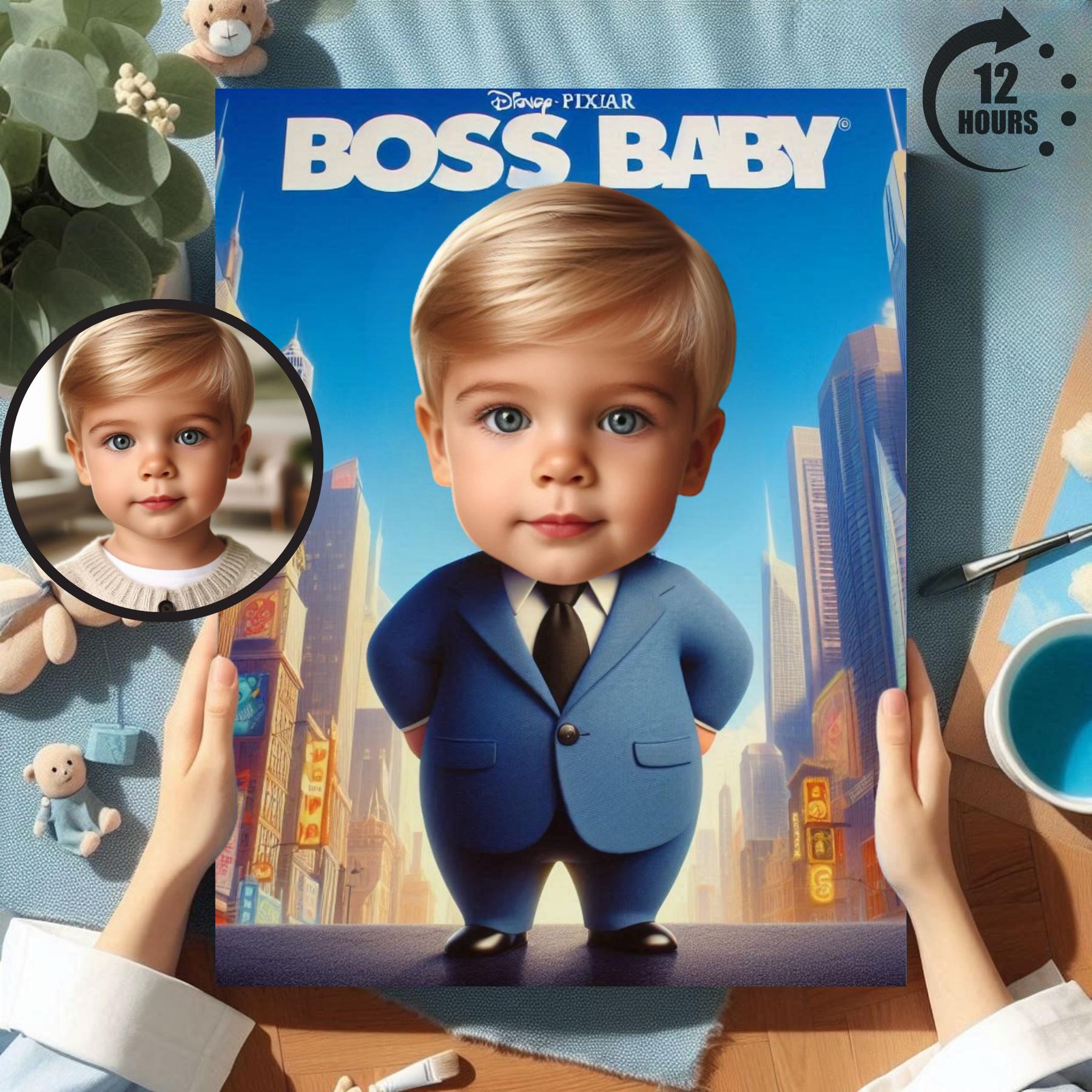 Personalized Boss Baby Portrait, Boss Baby Backdrop, Custom Boss Baby ...