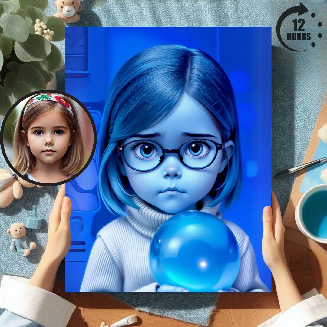 Personalized Sadness Portrait, Custom Inside Out Portrait, Sadness ...