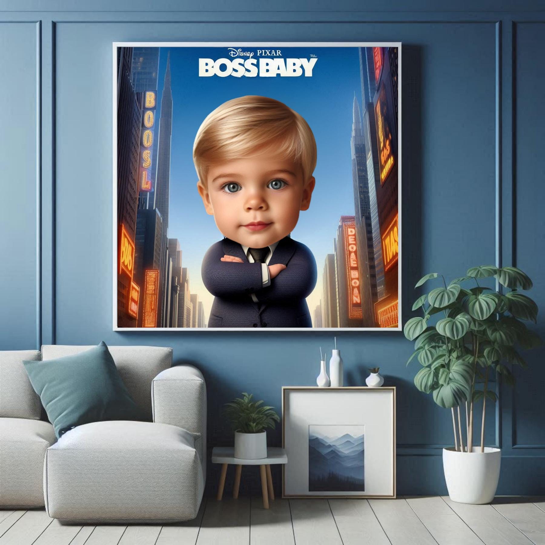 Personalized Boss Baby Portrait, Boss Baby Backdrop, Custom Boss Baby ...