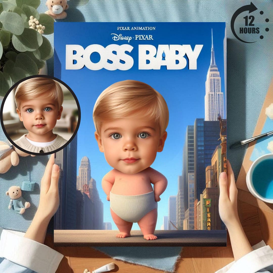 Personalized Boss Baby Portrait: Custom Birthday Gift (digital Download ...